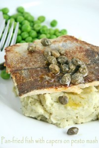 Pan-fried fish fillets with capers on pesto mash - Cooksister | Food ...